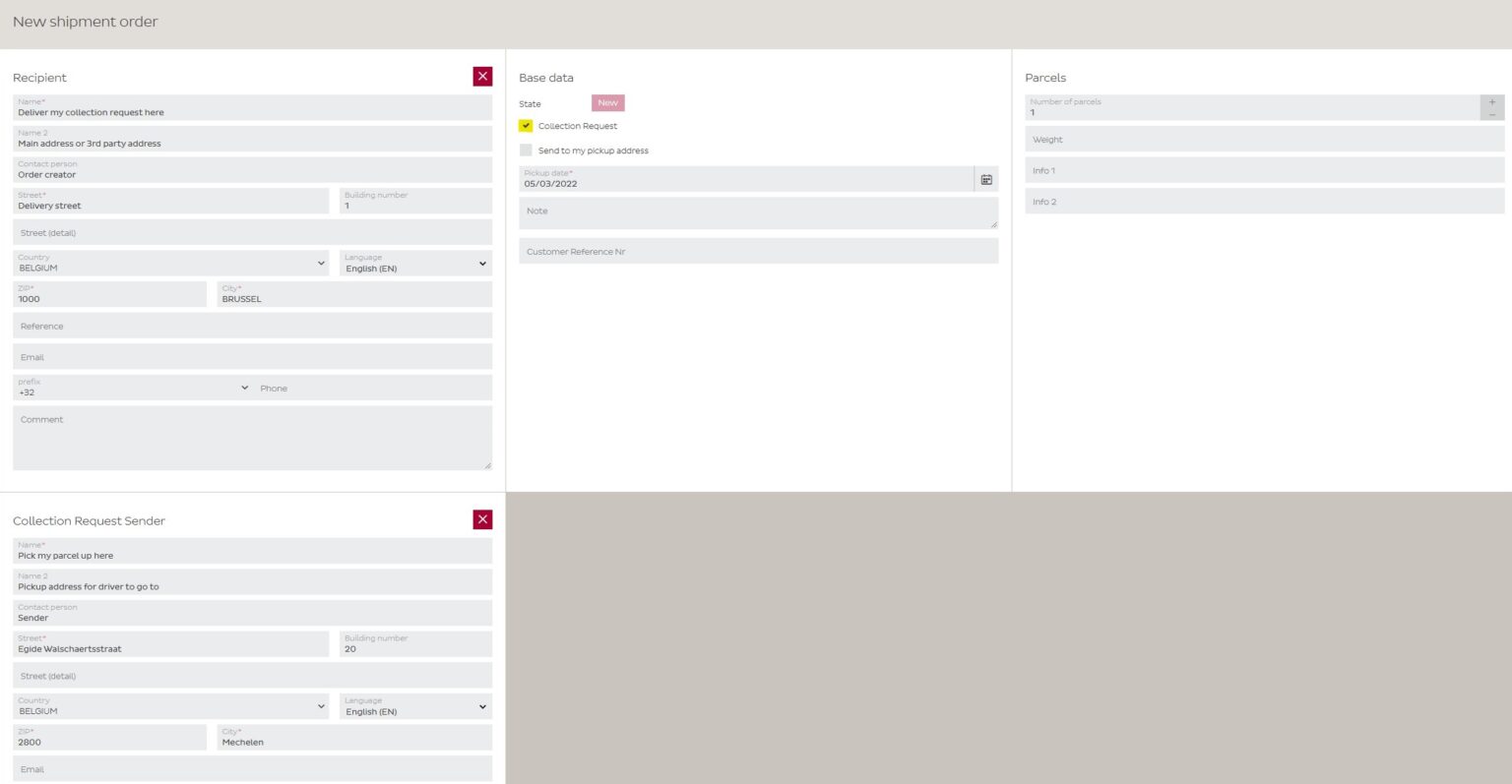 Collection Request - DPD NL