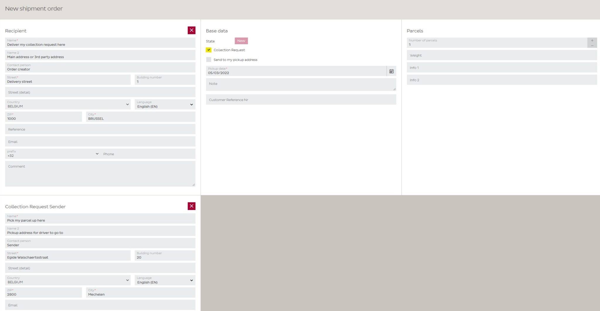 Collection Request - DPD NL