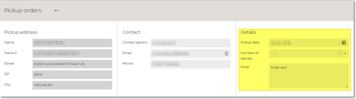 Pickup Request - DPD NL