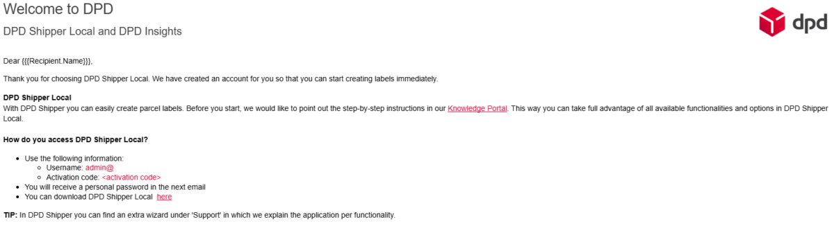DPD Shipper Central - Getting Started - DPD NL