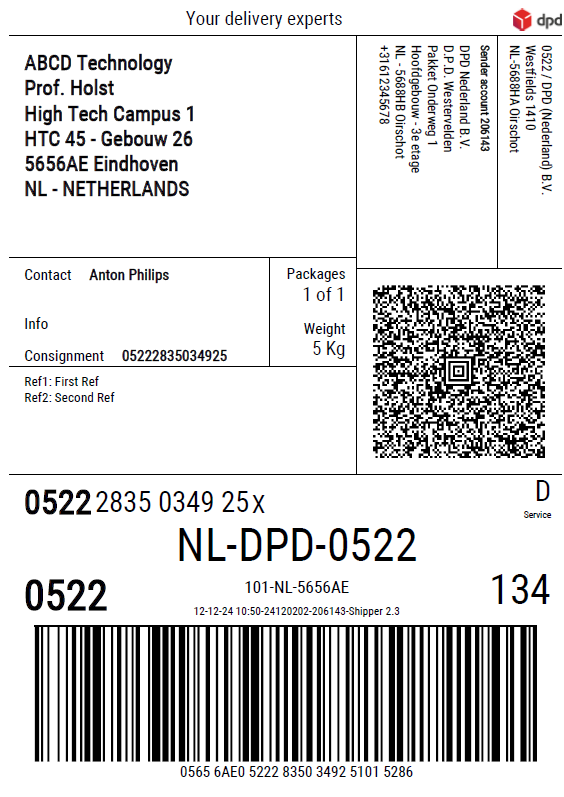 Shipment Service Request DPD NL