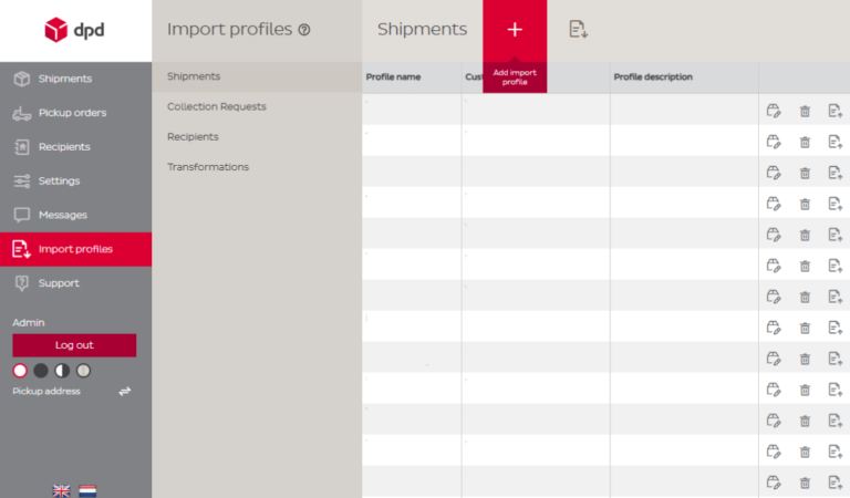 Import Profiles - DPD NL